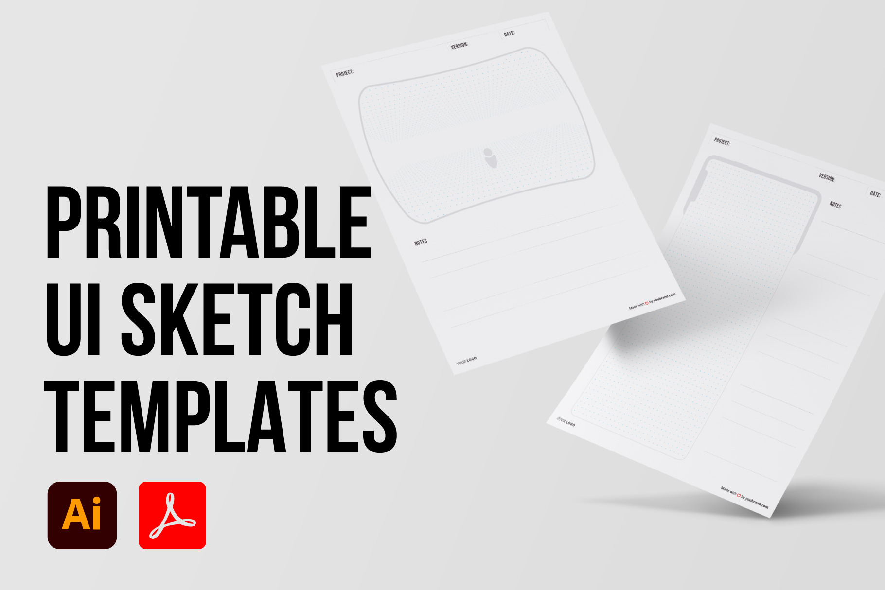 Printable UI Sketch Templates, a Wireframe Template by Loudoun Design Co.