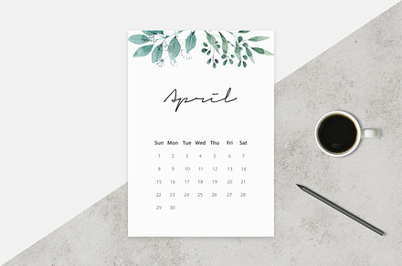 2019 Watercolor Calendar, a Stationery Template by November Studio