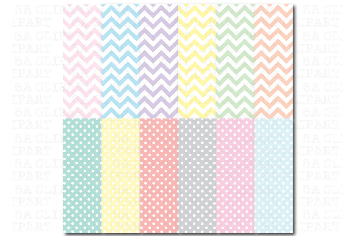 12Chevron Polka Dots Digital Paper, an Illustration by SA ClipArt