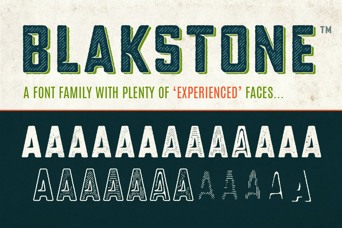 Blakstone Display Family, a Sans Serif Font by Albatross
