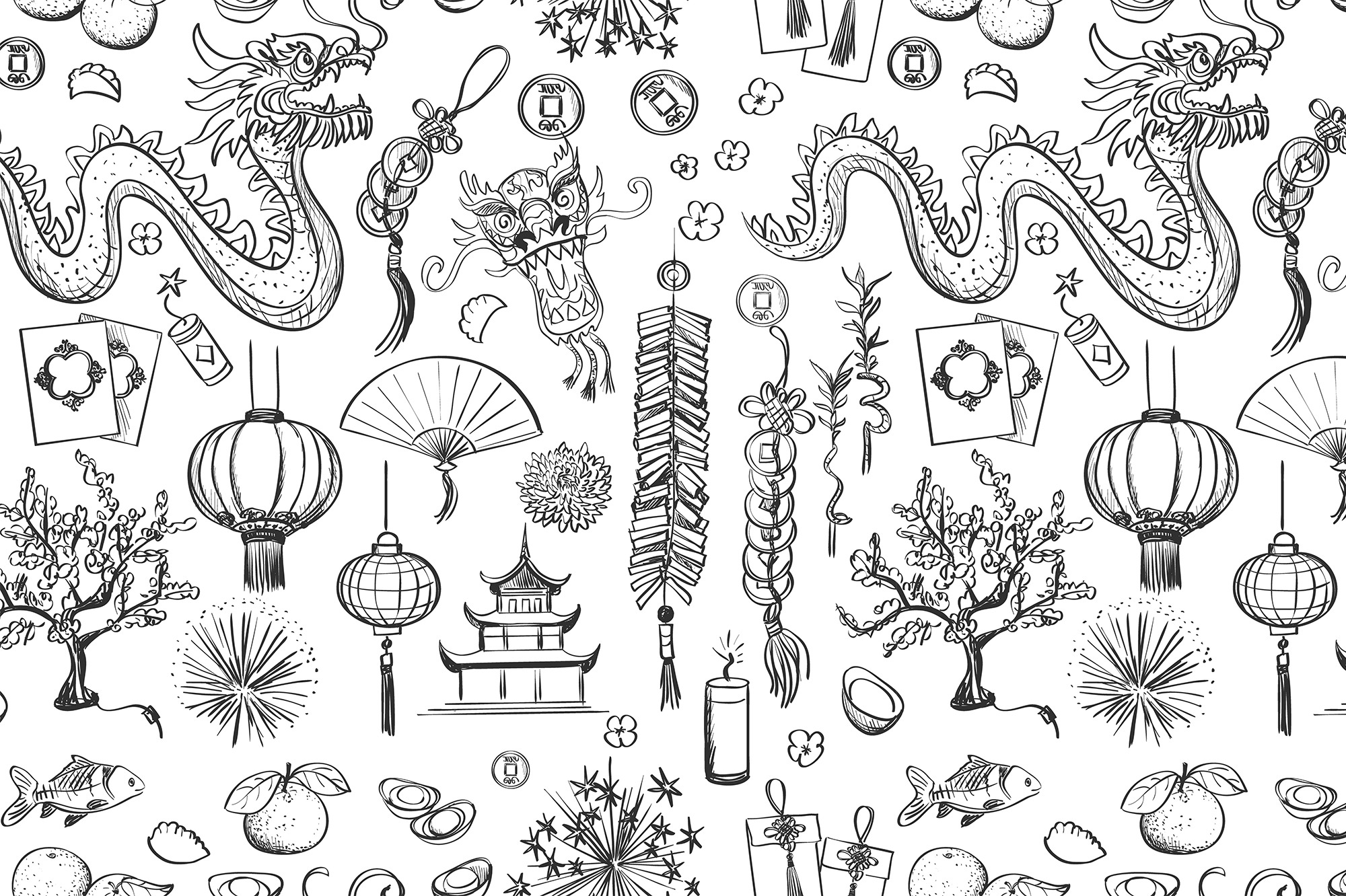 Seamless Chinese New Year pattern, a Pattern Graphic by Netkoff