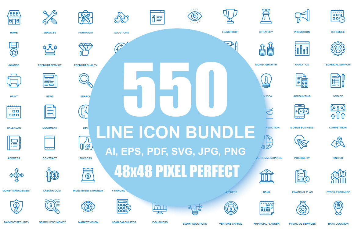 550 Line Icons Bundle, an Outline Icon by alexdndz