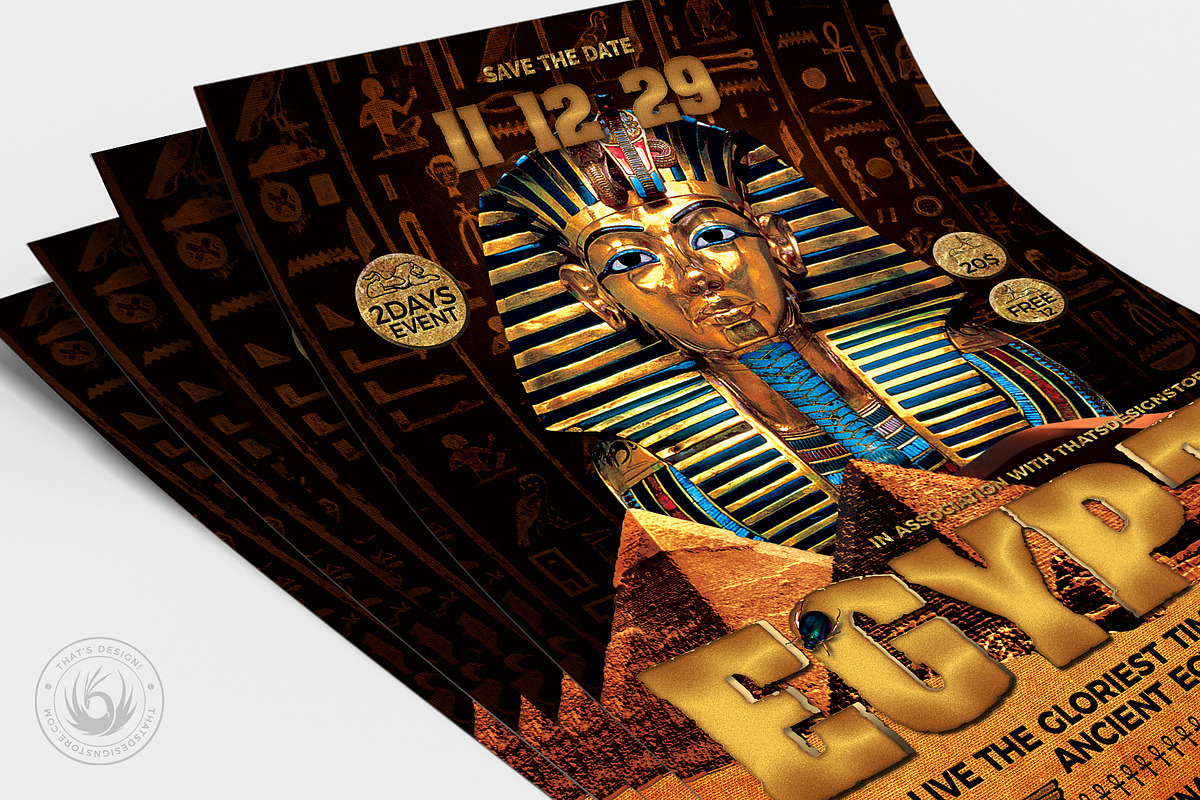 Ancient Egypt Event Flyer Template, a Flyer Template by ThatsDesign Art