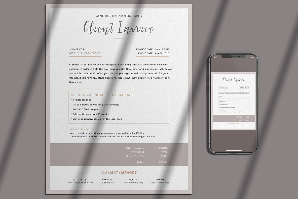 Client Invoice Template (Photoshop), a Stationery Template by Signature ...