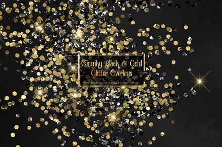 Gold Glitter Vectro PNG 6 Pack, an Illustration by The Geekery Store