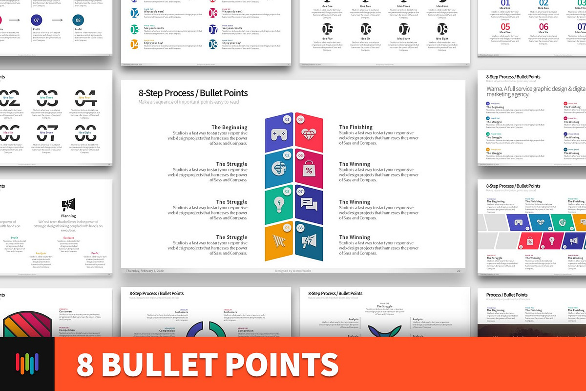 8 Bullet Points PowerPoint Templates
