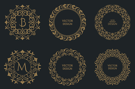 Monogram floral vector frames, a Decorative Illustration by pattern shop