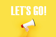 megaphone and inscription let's go, a Business Photo by Ales Munt