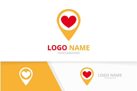 Vector heart and map pointer logo, a Branding & Logo Template by GraphiShop