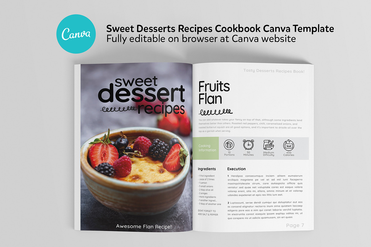 Canva Desserts CookBook Template, a Magazine Template by DeLaGranSiete