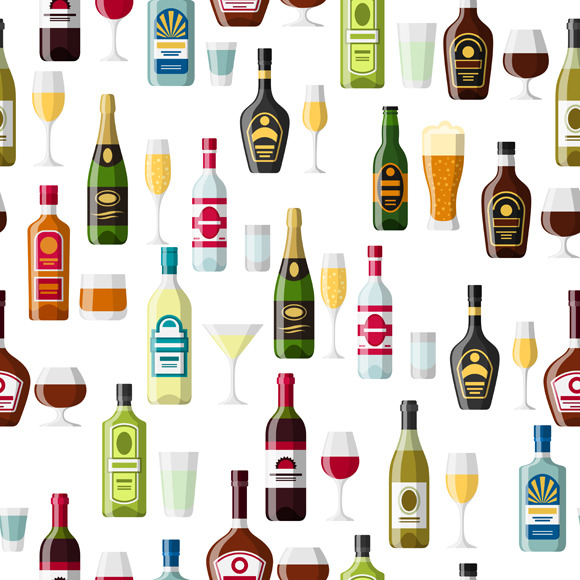 Alcohol drinks seamless patterns., a Pattern Graphic by incomible ...