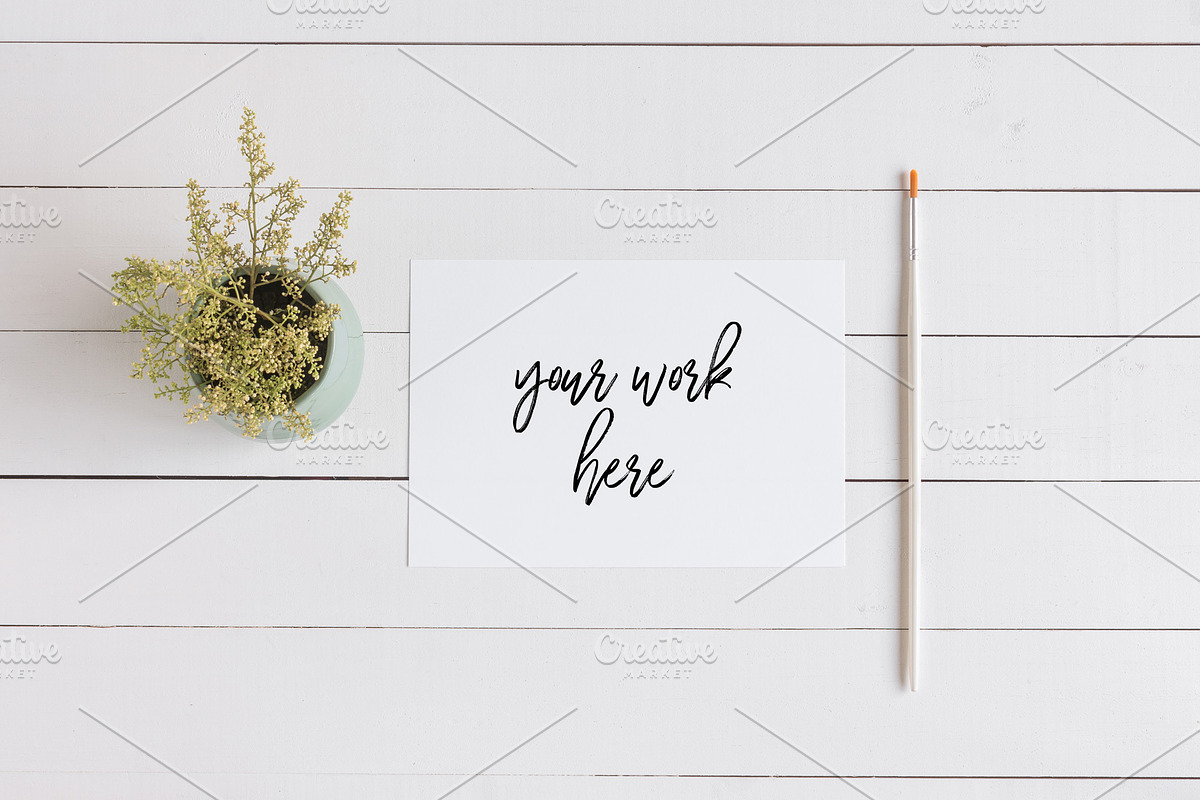 A5 Landscape Card Mockup Photo, a Print Template by Salt Color Studio