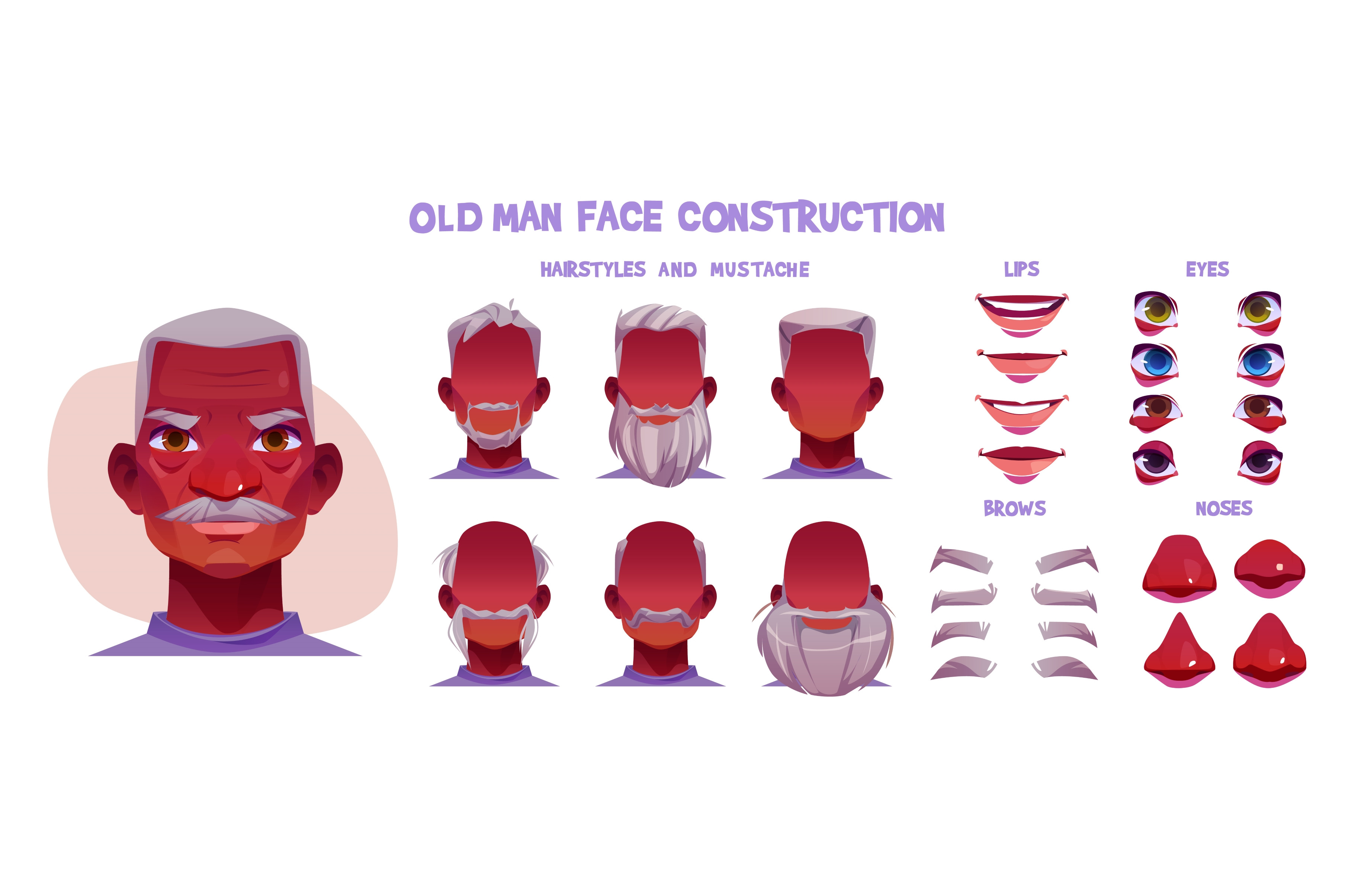 Old man face animation constructor, a Person Illustration by art PVP ...