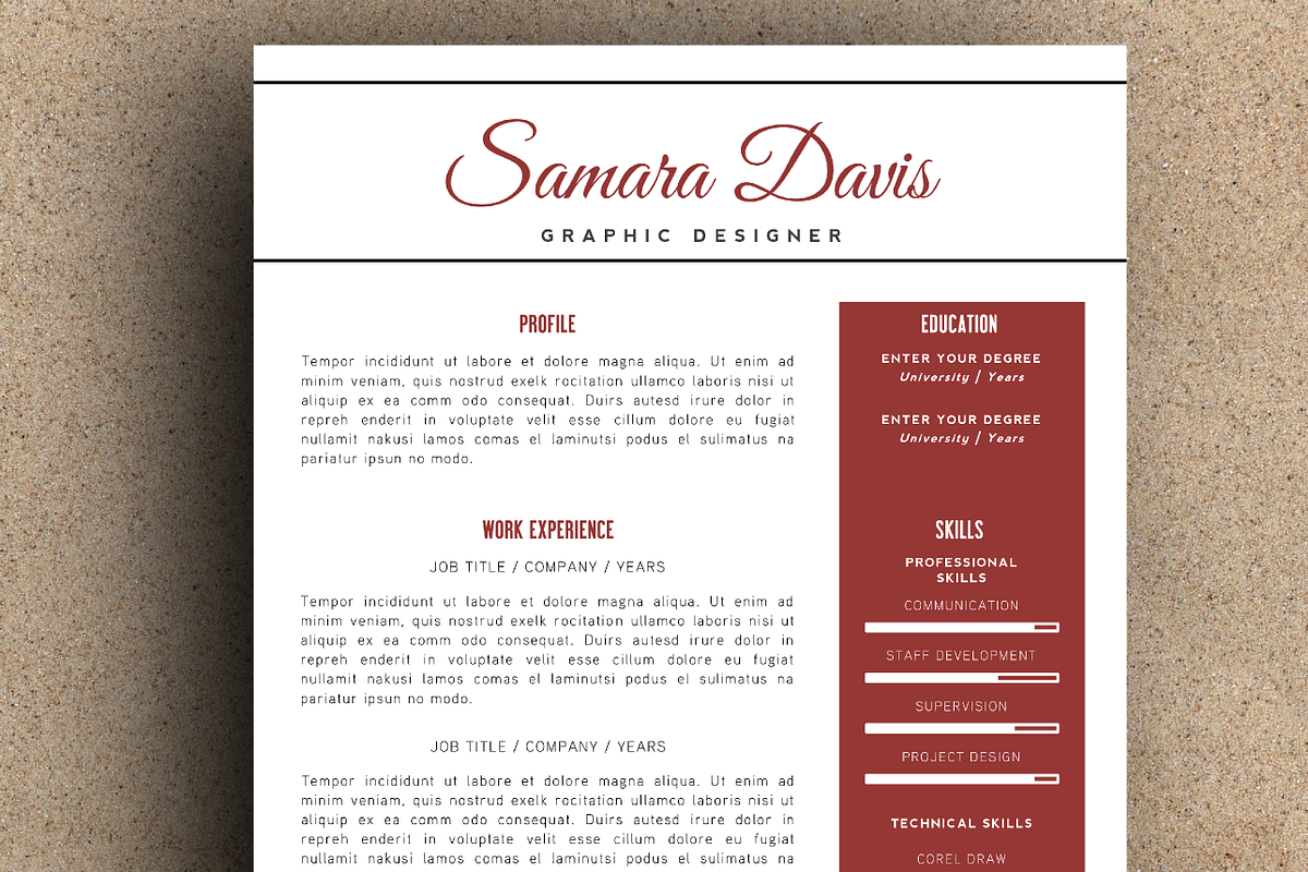 The Samara Resume Pack, a Resume Template by LeArt
