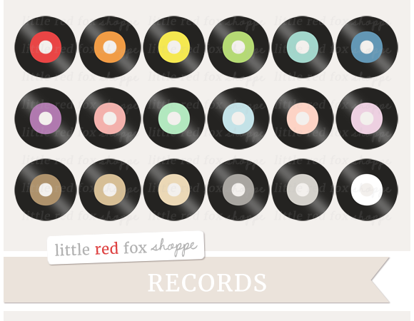 Record Clipart, an Illustration by Little Red Fox Shoppe
