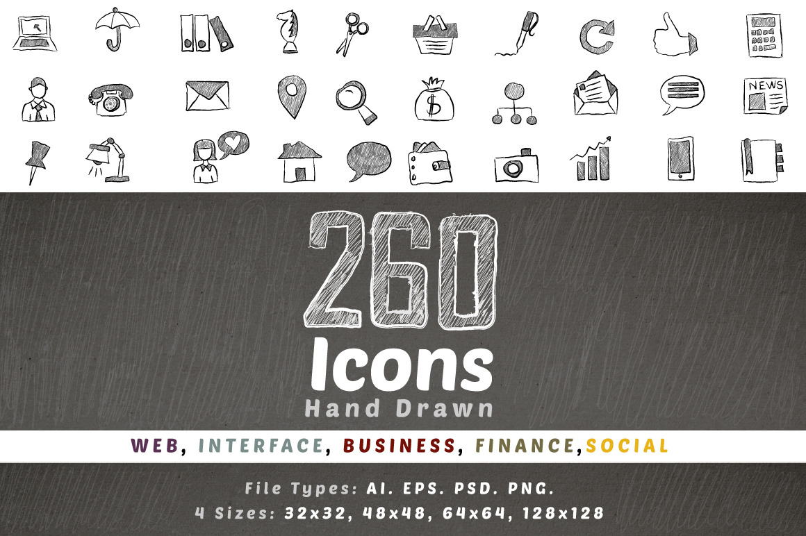 260 Hand Drawn Icons, an Icon by Anna Ivanir
