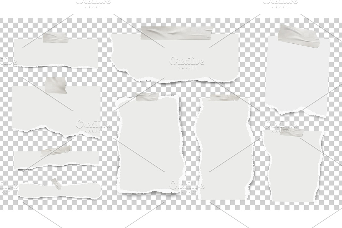 Ripped notes paper. Realistic sheets, a Background Graphic by Onyx