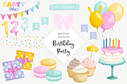 Birthday Party Clipart, an Illustration by Oh Mia Studio
