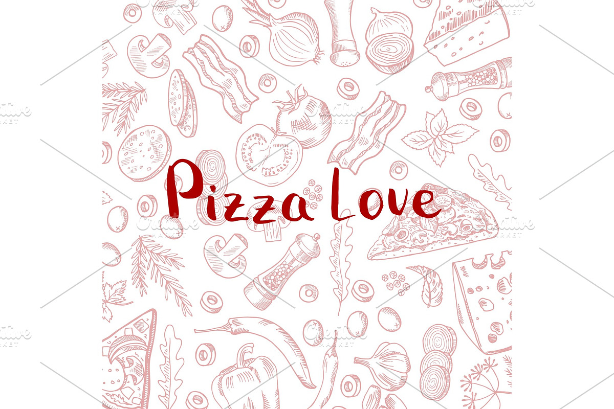 Vector hand drawn cooking pizza elements background, a Background ...