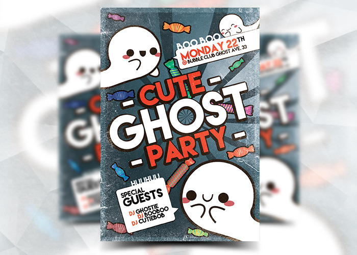 Cute Ghost Party - Flyer Template, a Flyer Template by Flyermarket ...