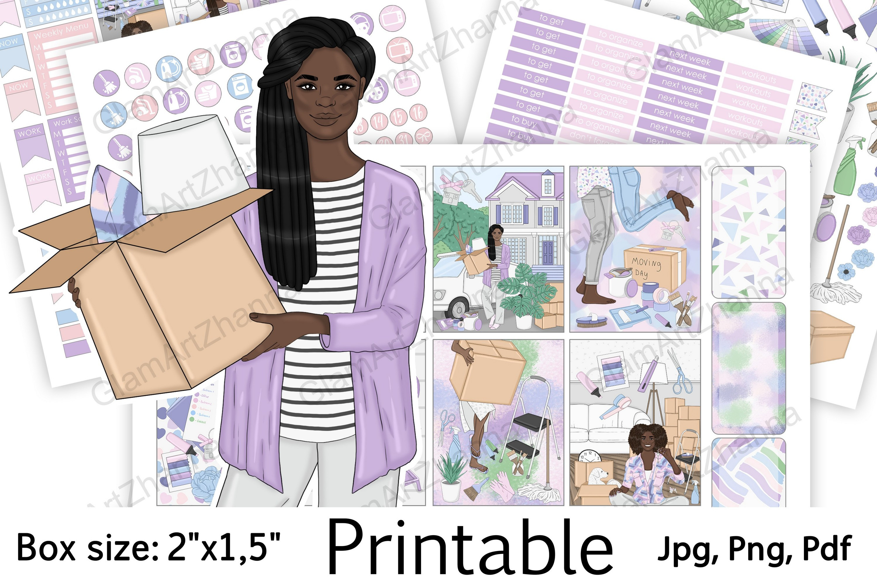 Moving Printable Stickers 2x1,5, a Stationery Template by GlamArtZhanna