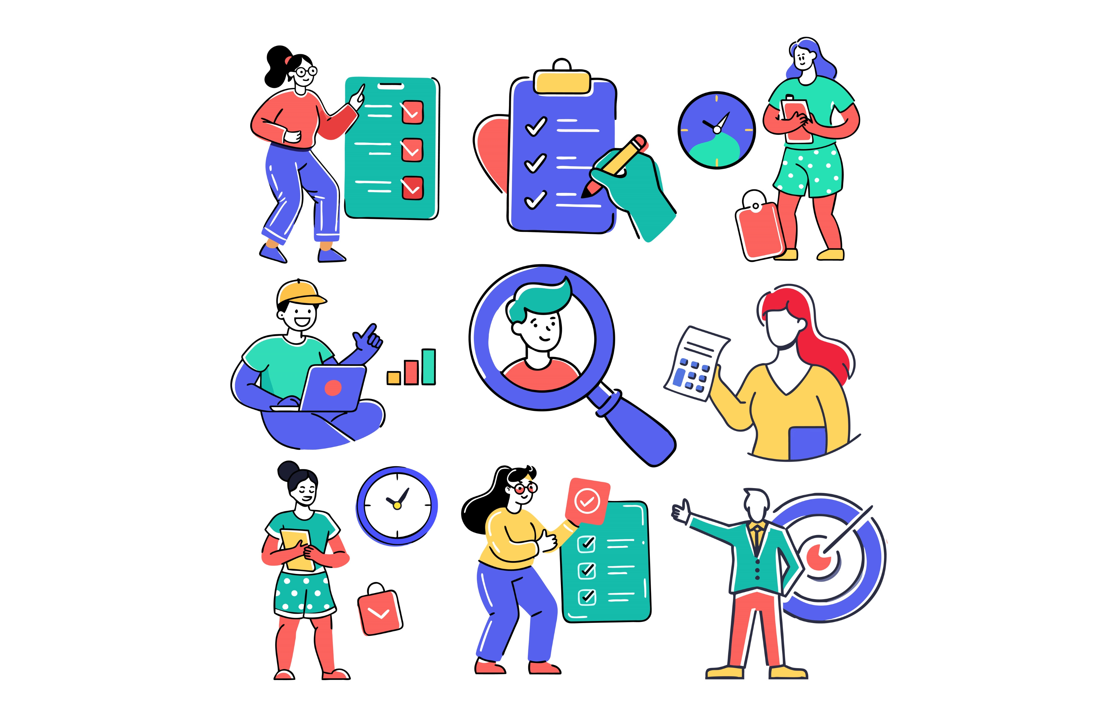 Project management, task completion, a Person Illustration by AlexZeL