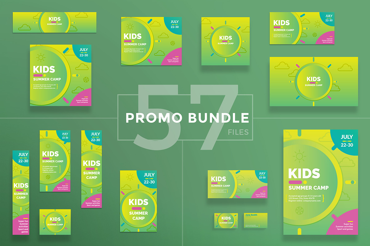 Promo Bundle | Summer Camp, a Poster Template by Amber Graphics