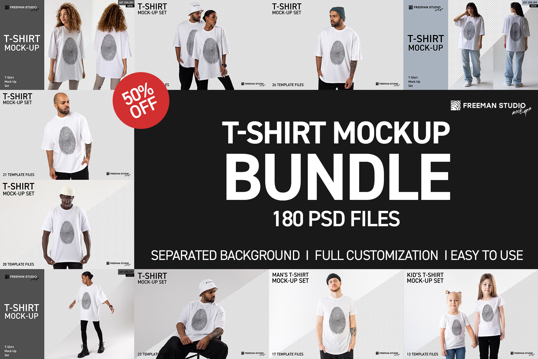 T-Shirt Mockup Bundle, a Shirt Mockup by Freeman Studio