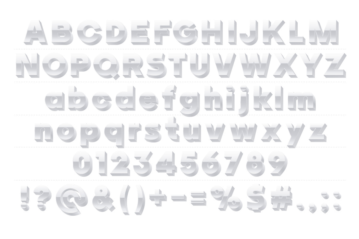 Vector alphabet of simple 3d letters, an Object Graphic by popskraft