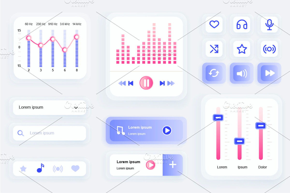 Mobile App UI Elements Kit, an UI Kit Template by alexdndz