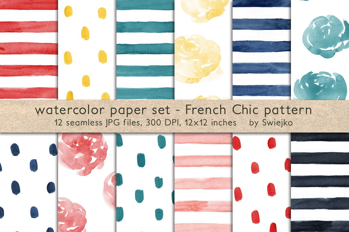 Watercolor pattern, French Chic, a Texture Illustration by swiejko