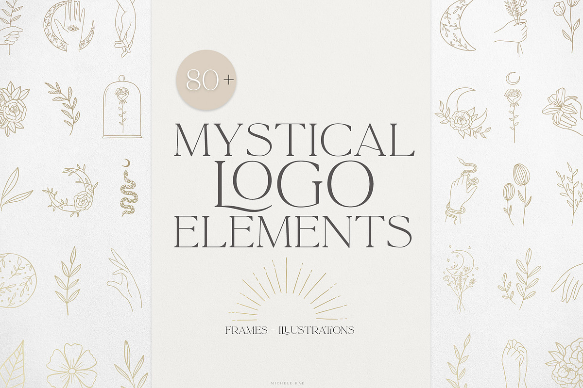 Mystical logo elements & frames, a Branding & Logo Template by Michèle Kae
