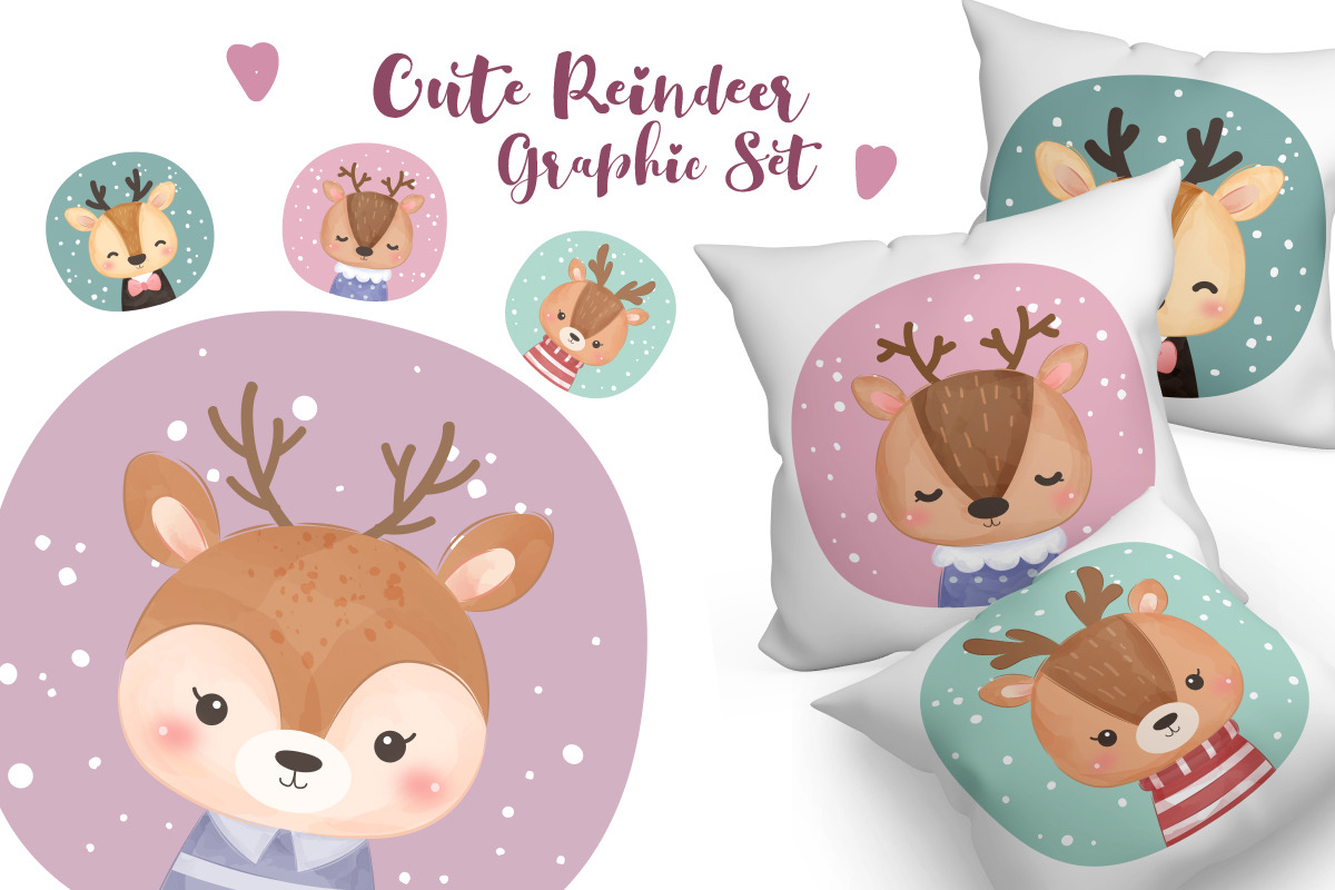 Cute Reindeer Clipart Set