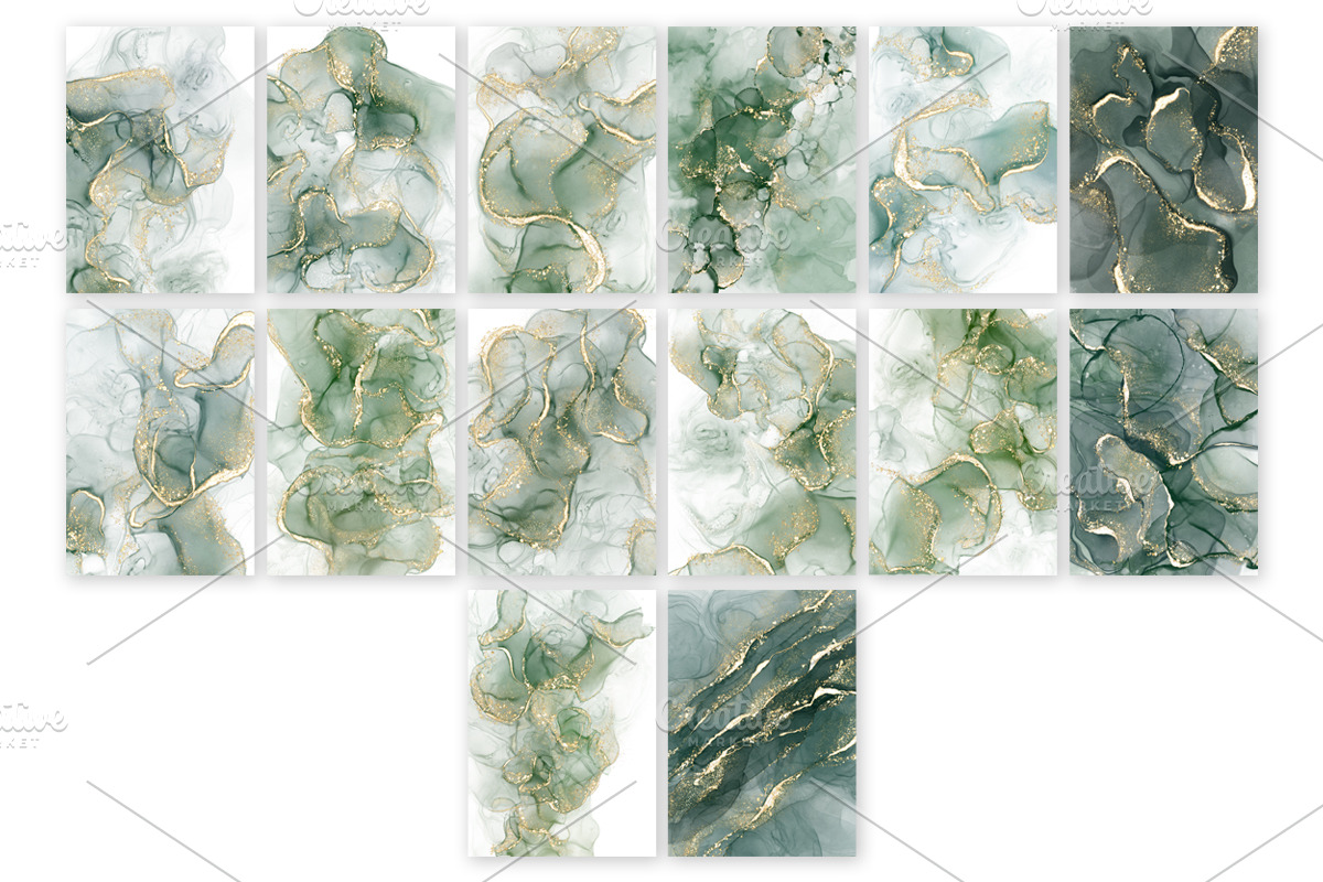 Green Alcohol Ink Collection, a Background Graphic by JT Digital Studio