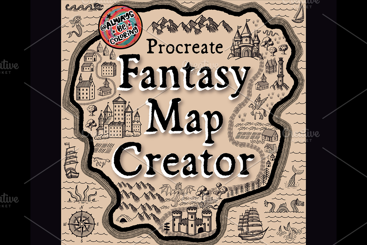 Procreate Fantasy Map Creator Bundle, a Brush Add-On by AlwaysBeColoring