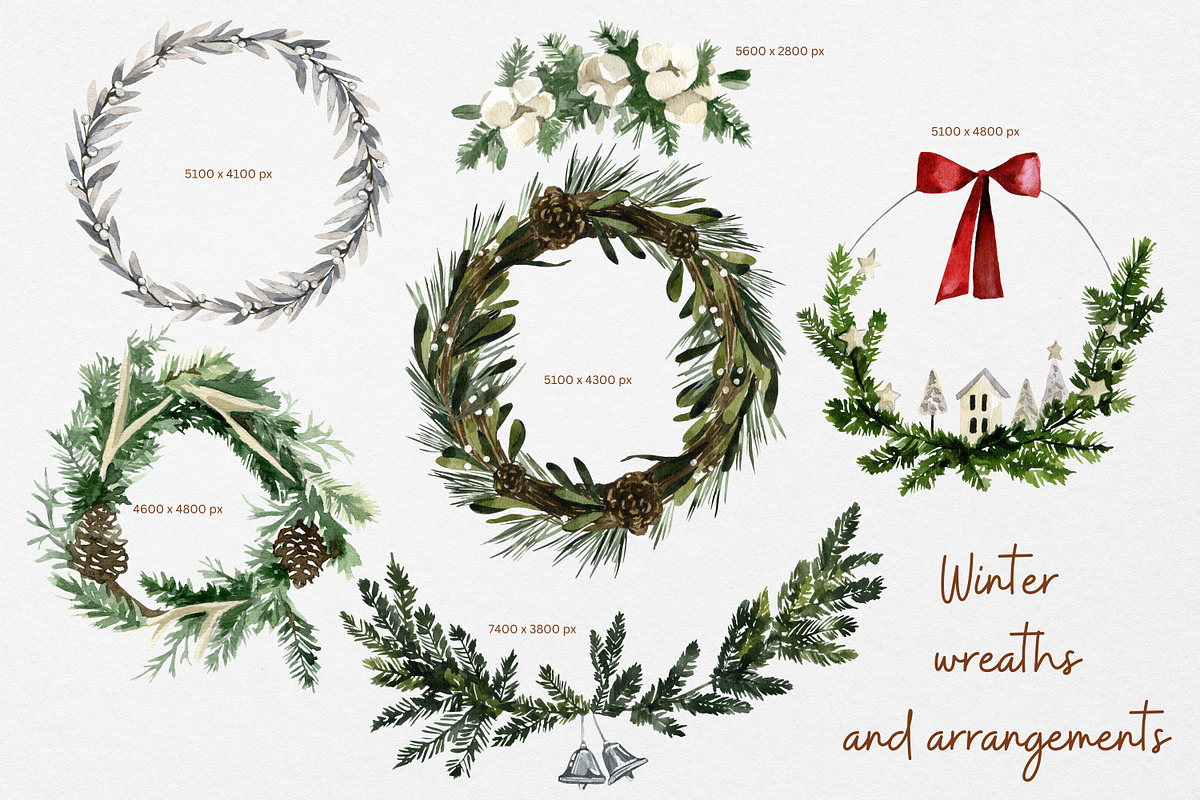 Watercolor clipart - White Christmas, a Seasonal Illustration by ...