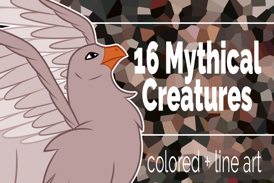 16 Mythical creatures clip art, an Illustration by Obsidian Prints ...