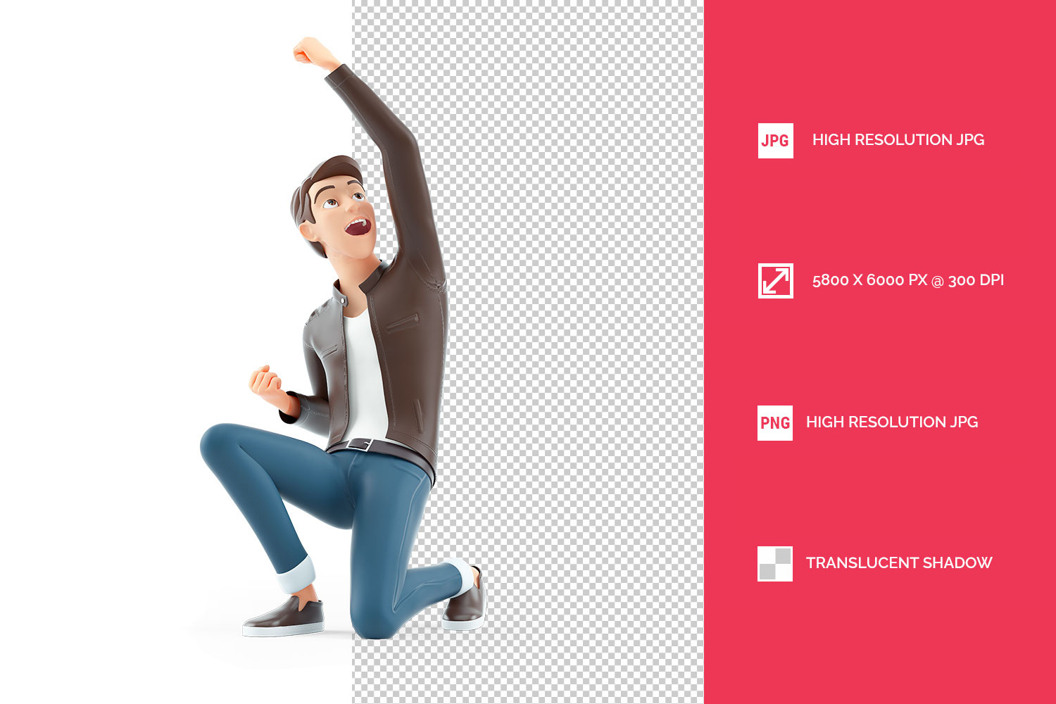 3D Cartoon Man in Winner Pose, a Person Illustration by 3DMask