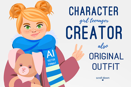 teenager CHARACTER CREATOR (PSD), a Person Illustration by Mandarinkas art