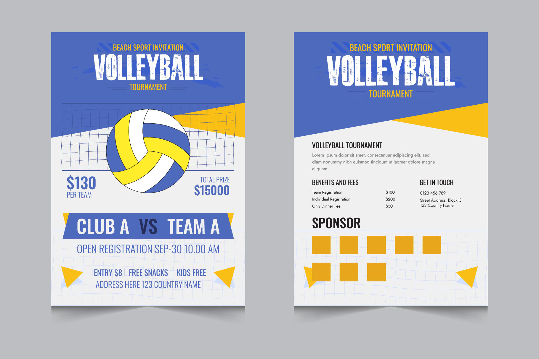 Set of Volleyball flyer layout, a Flyer Template by thedesignsource ...