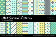 Mint Carnival Digital Papers, a Pattern Graphic by ZoollGraphics
