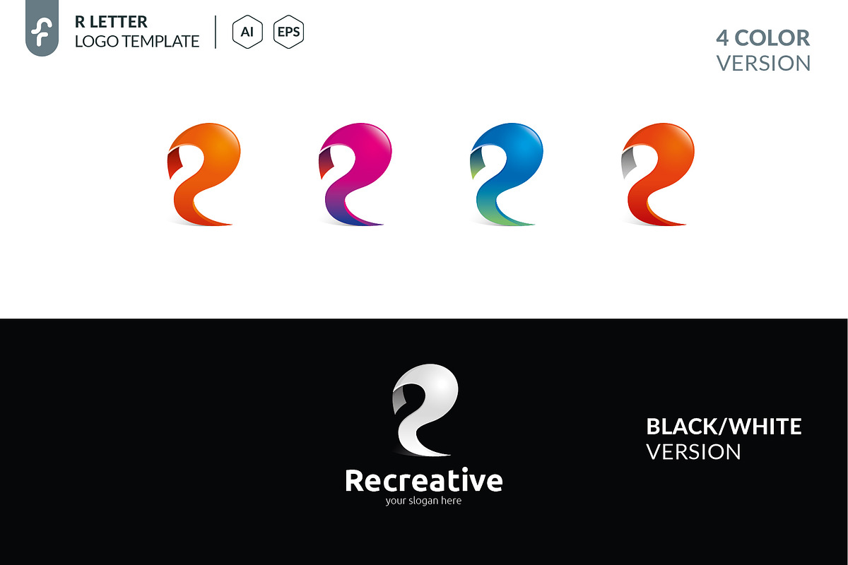 R Creative Logo, a Branding & Logo Template by ft.studio