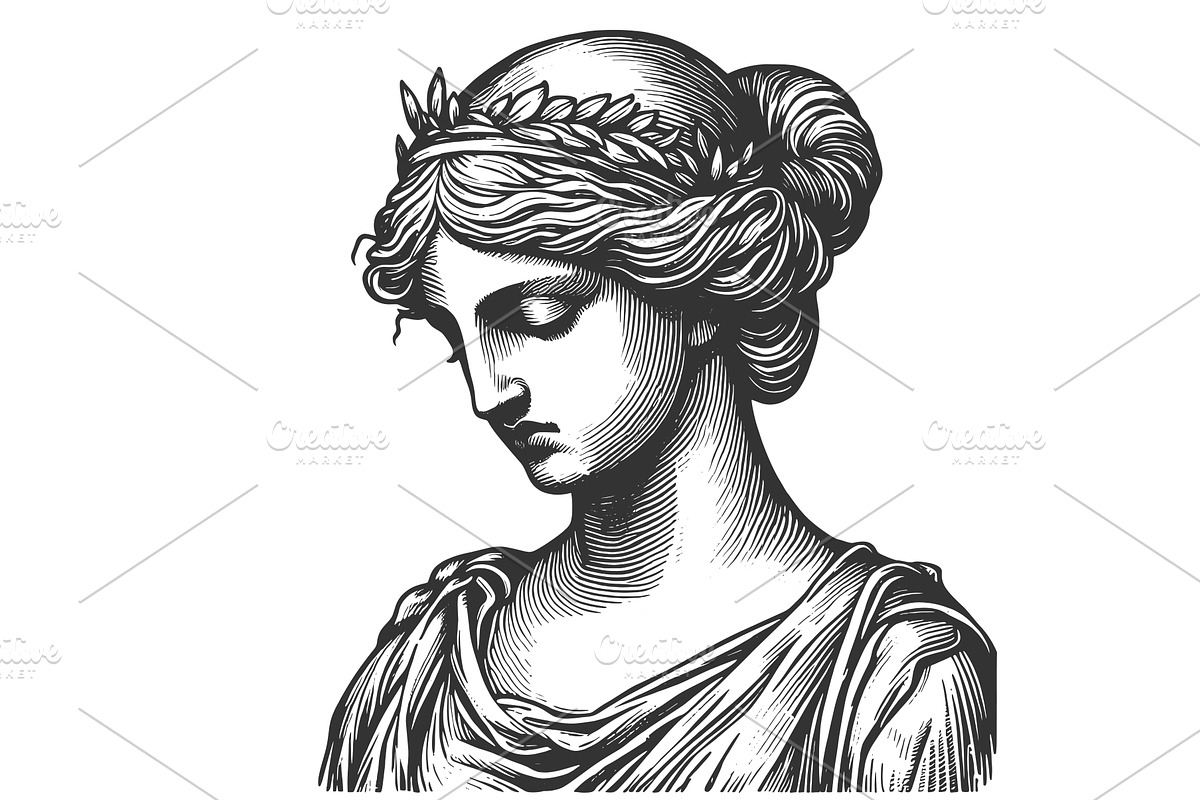 Classical Greek Statue Line Art, a Person Illustration by AlexArt