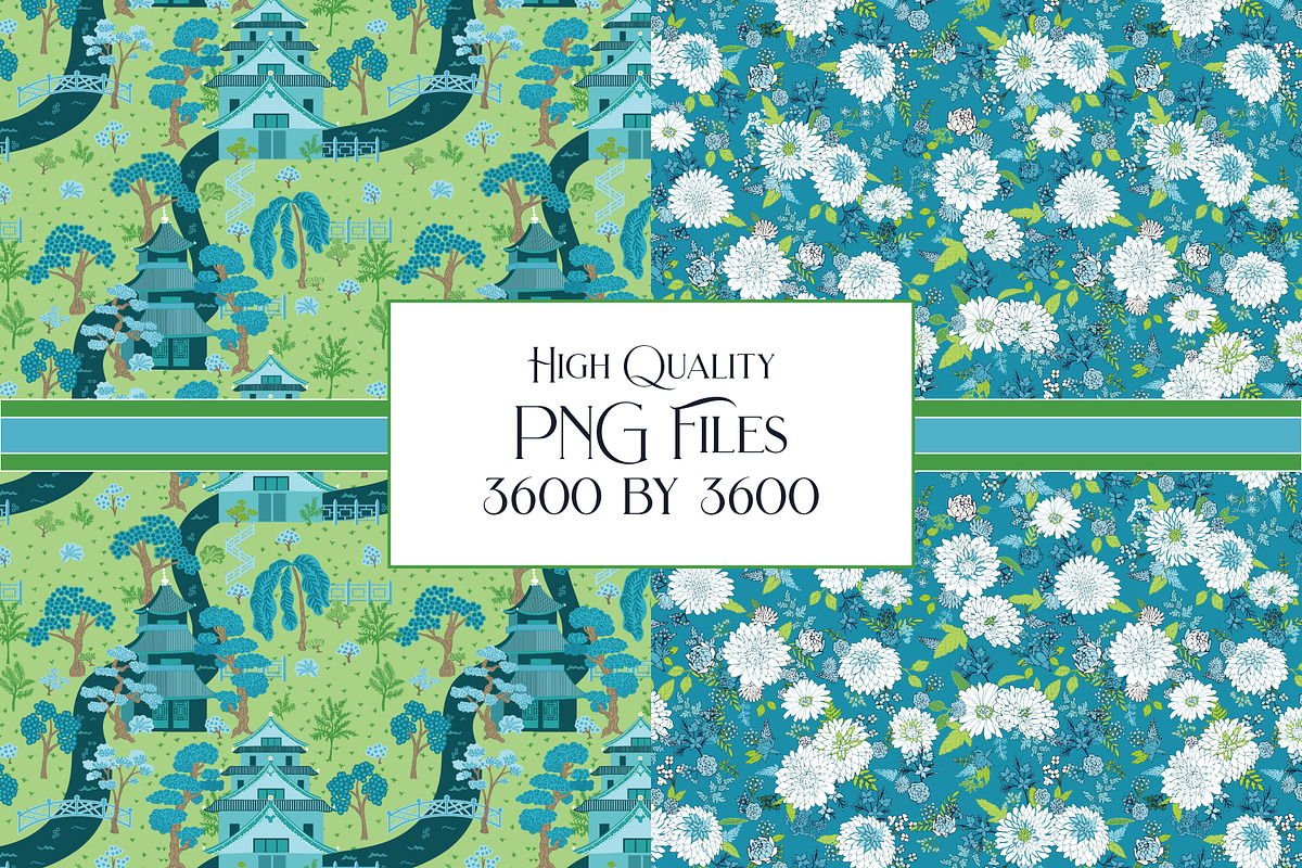 Blue Green Chinoiserie Patterns