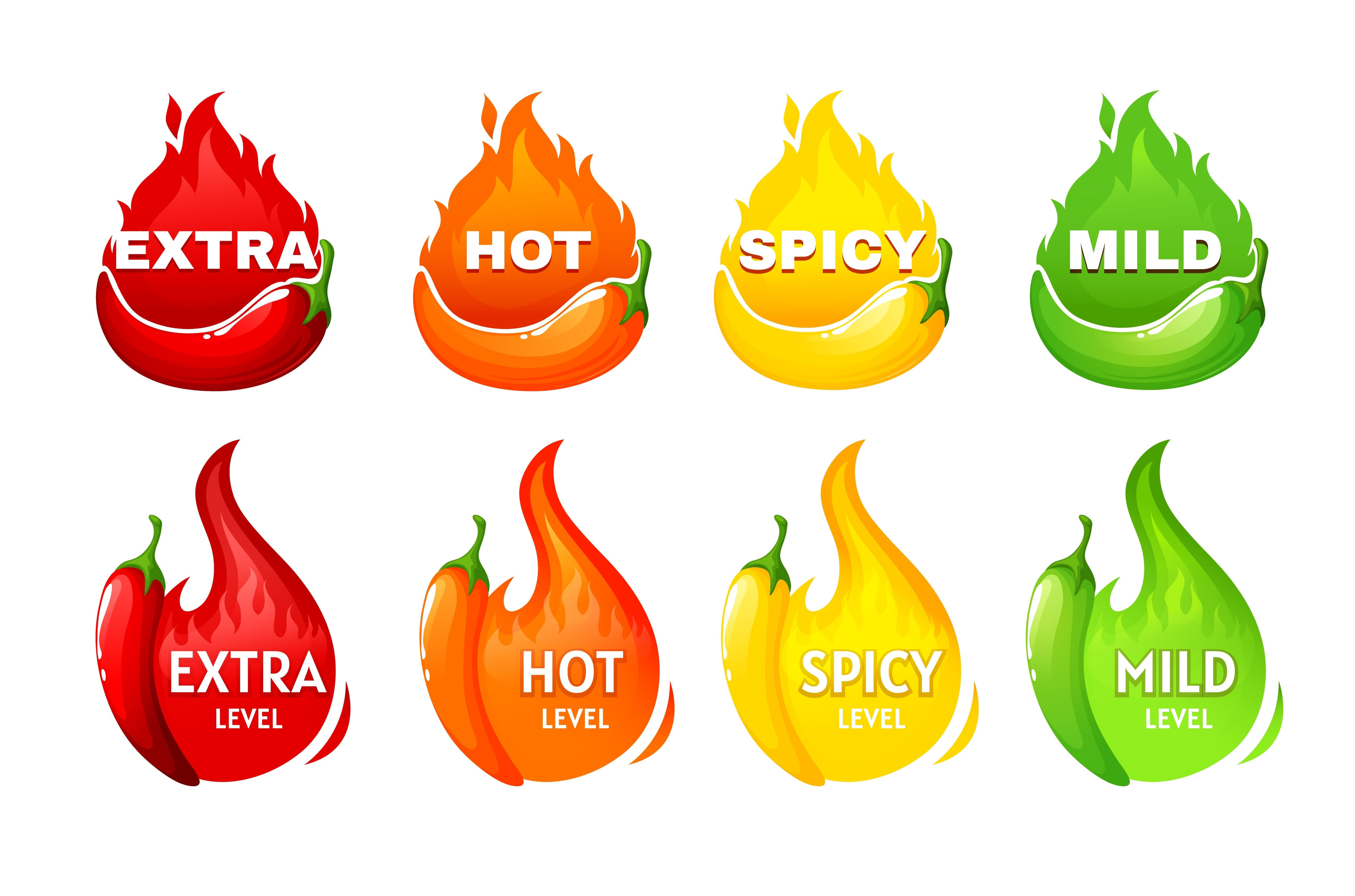 Hot spicy level labels, vector | Food Illustrations ~ Creative Market