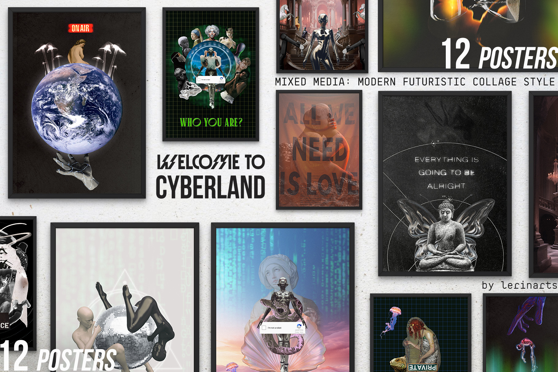 12 Collage Modern Futuristic Prints