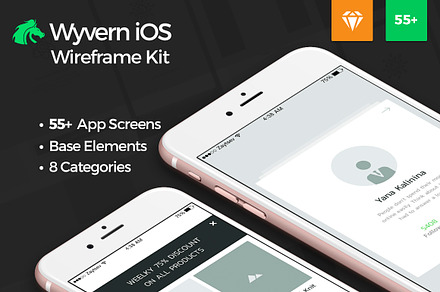 Codama iOS Wireframe UI Kit, a Wireframe Template by Yaroslav Zaitsev