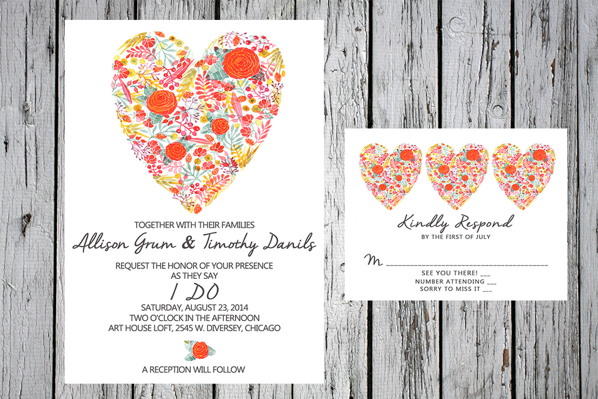 Printable Heart Invitation, an Illustration by Magic Story Studio