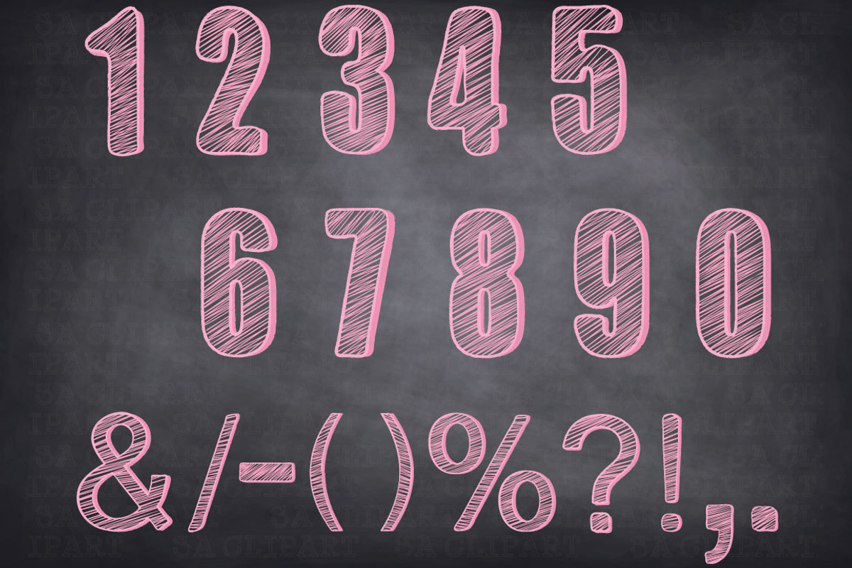 Chalkboard Numbers Clipart, a Decorative Illustration by SA ClipArt