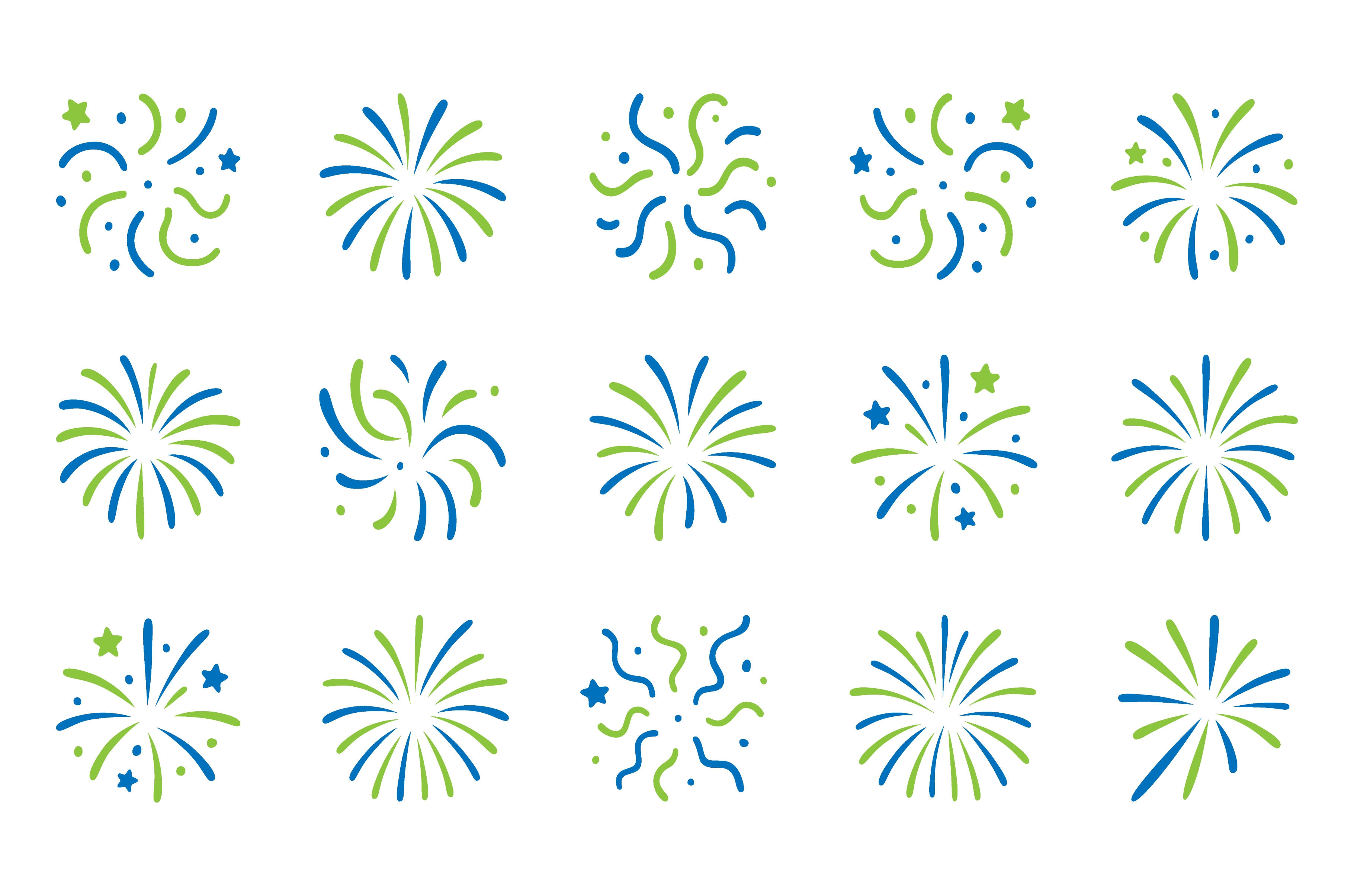 Blue and green firework icon, an Object Illustration by GraphiShop